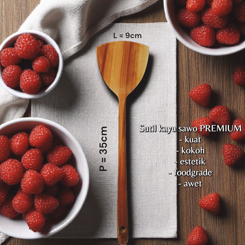 Jual SUTIL SPATULA SODET KAYU SAWO 35CM FOODGRADE | Shopee Indonesia