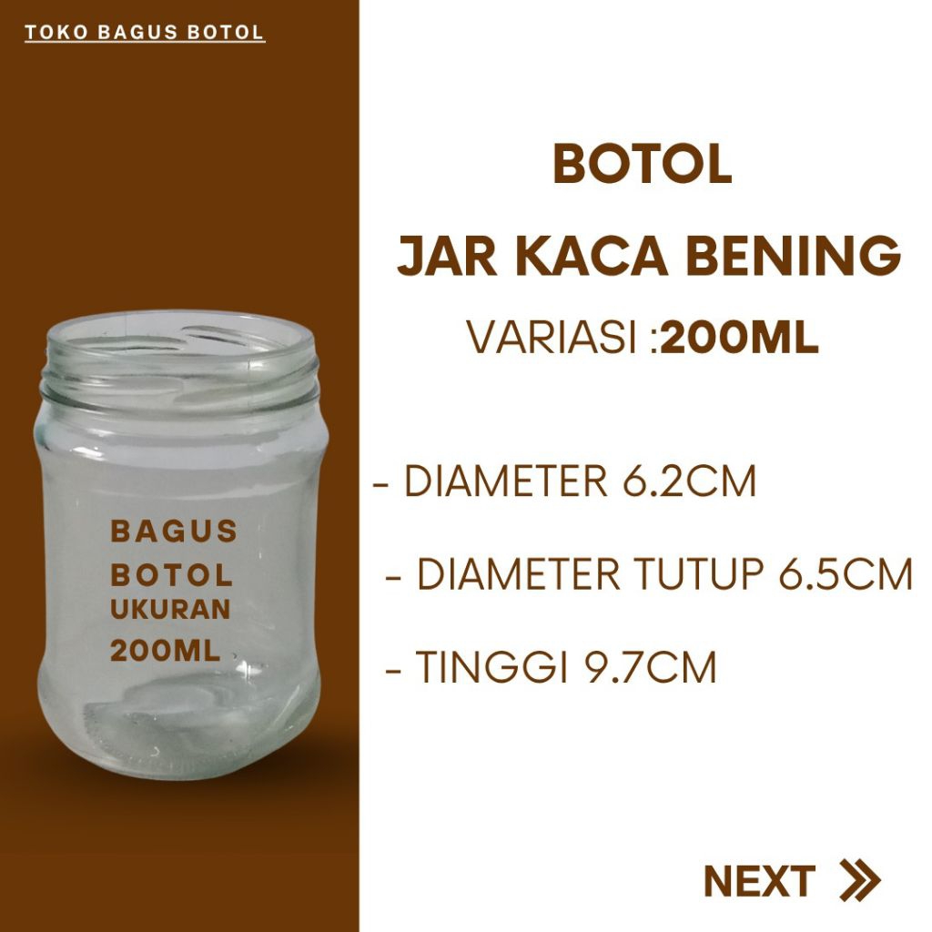 Jual botol kaca selai JAR silinder 200 ml + tutup ,botol bumbu dapur ...