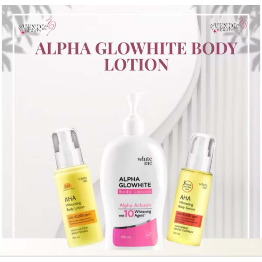 Jual [PACKAGE] WHITE INC AHA Body Serum & Body Lotion to Whitening ...