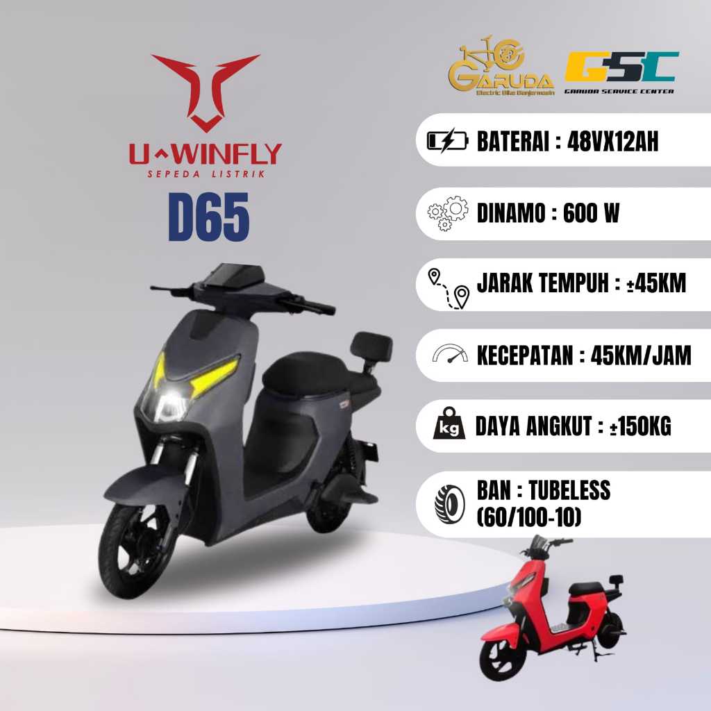 Jual Sepeda Listrik U-winfly D65 New Design 600 Watt ( INSTAN ...