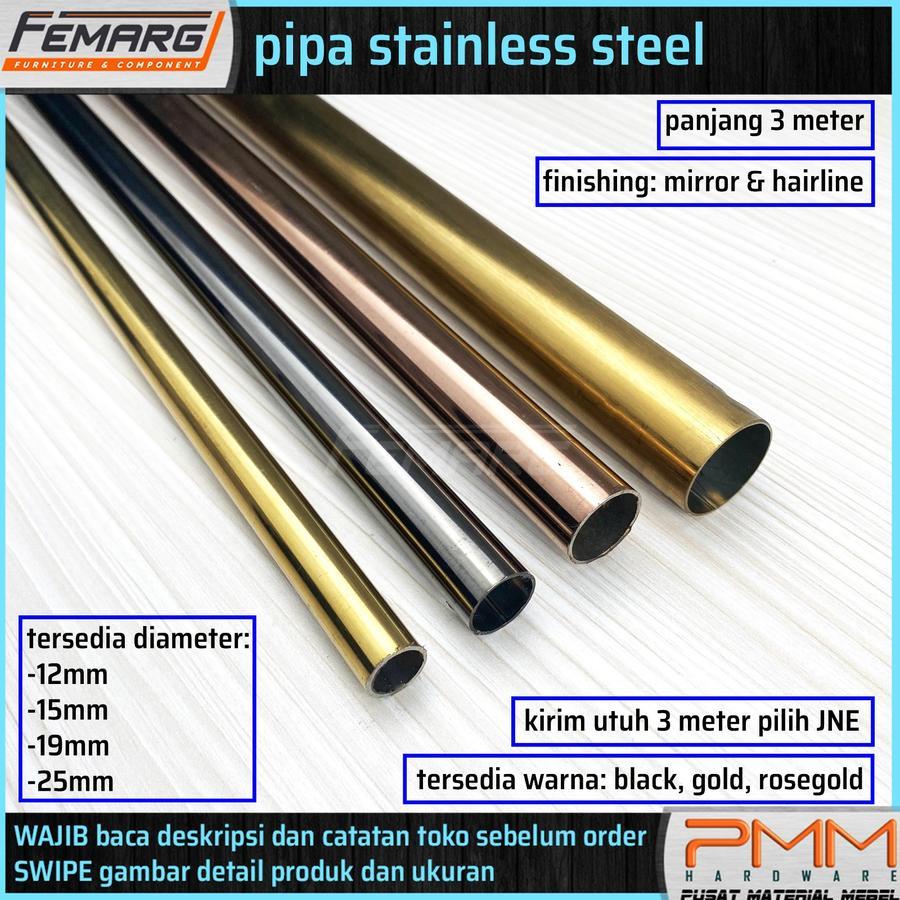 Jual pipa stainless steel FEMARG | bulat ss sus 201 mirror gold ...