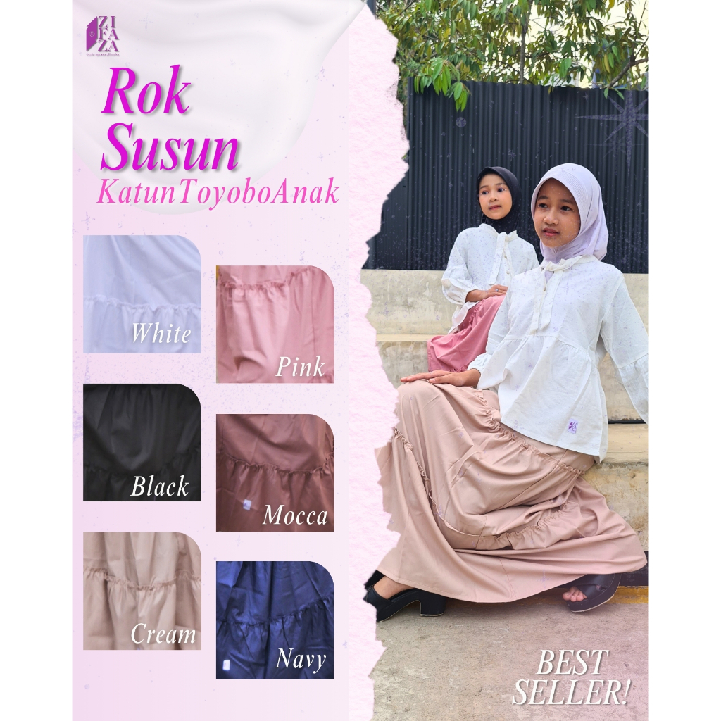 Jual Rok Anak Perempuan Panjang - Rok Katun Anak Susun - Usia 3 Sampai ...