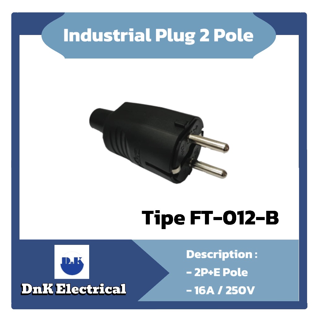 Jual Industrial Plug 2 Pole (2P+E) 16A/250V FORT Tipe FT-012-B Steker ...