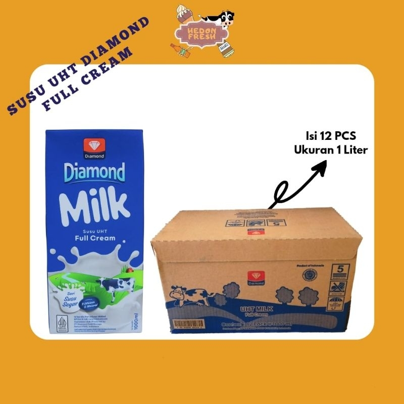 Jual Susu UHT Diamond Full Cream 1 liter (carton/12pcs) | Shopee Indonesia