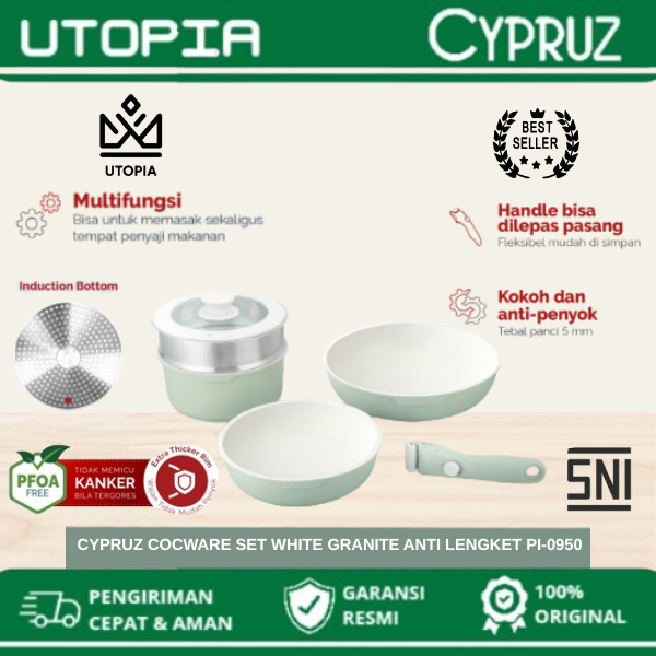 Jual Cypruz Cookware Set Granite Diecast PI-0950 Wajan Set Premium Anti ...