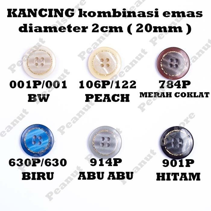 Jual ( Harga per biji ) Kancing kombinasi emas 2cm ( 20mm ) seri DK (bw ...