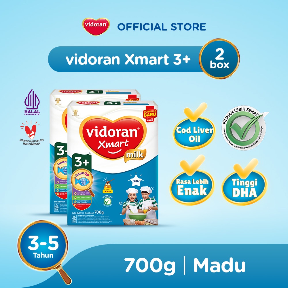 Jual vidoran Xmart 3+ All Varian 700gr Susu Formula Pertumbuhan Anak 3 ...