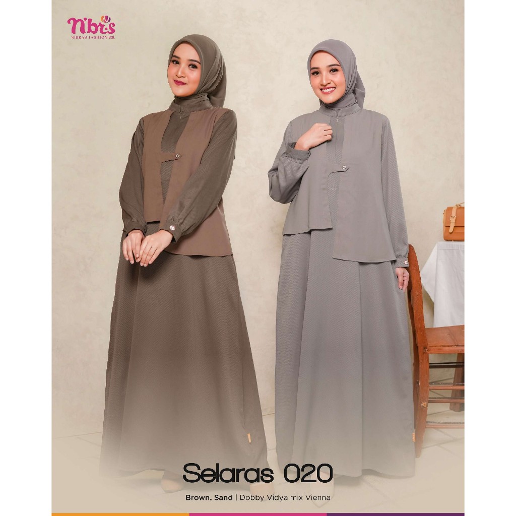 Jual SELARAS 020 Nibras Gamis Reguler Bahan Dobby Vidya mix Vienna ...