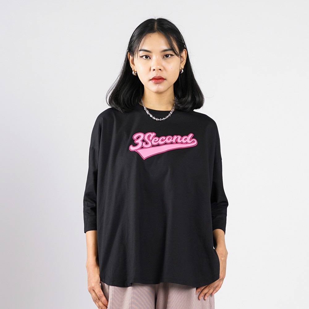 Jual 3Second Kaos Wanita Lengan Panjang Relaxed Fit Katun Logo Script ...