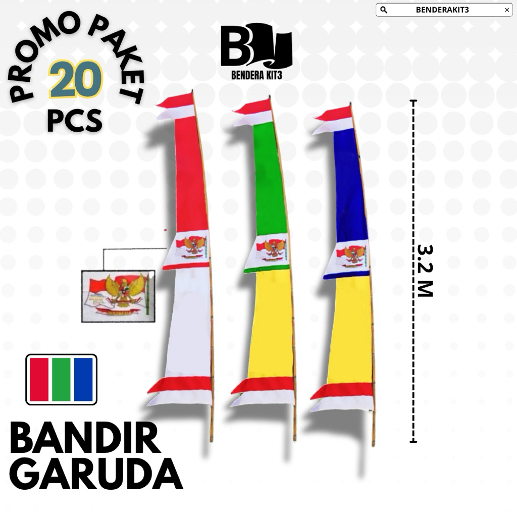 Jual Paket 20 Pcs | Bendera Bandir Garuda 3.2 Meter | Umbul-Umbul Cetak Massal HUT RI | Shopee ...
