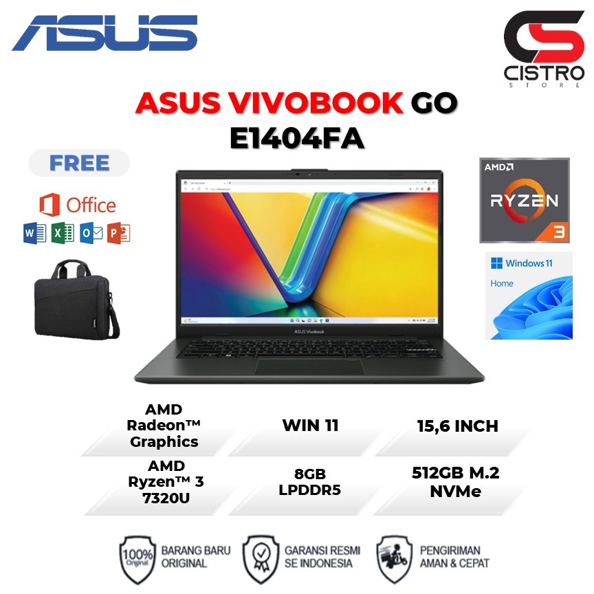 Jual Asus Vivobook Go 14 E1404FA Ryzen 3 7320 8GB 512GB W11 + OHS 14 ...