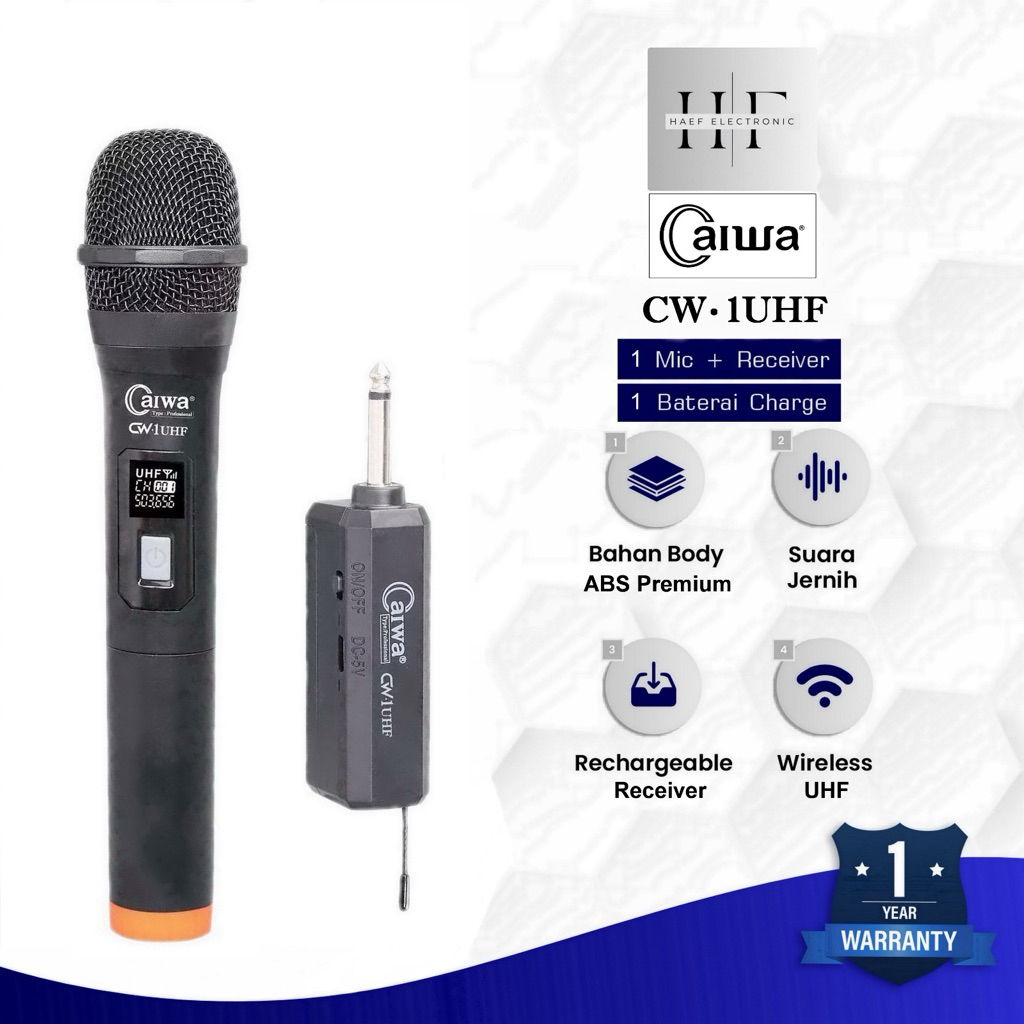 Jual Mic Wireless CAIWA CW-1 UHF Microphone Wireless Mik Tanpa Kabel ...