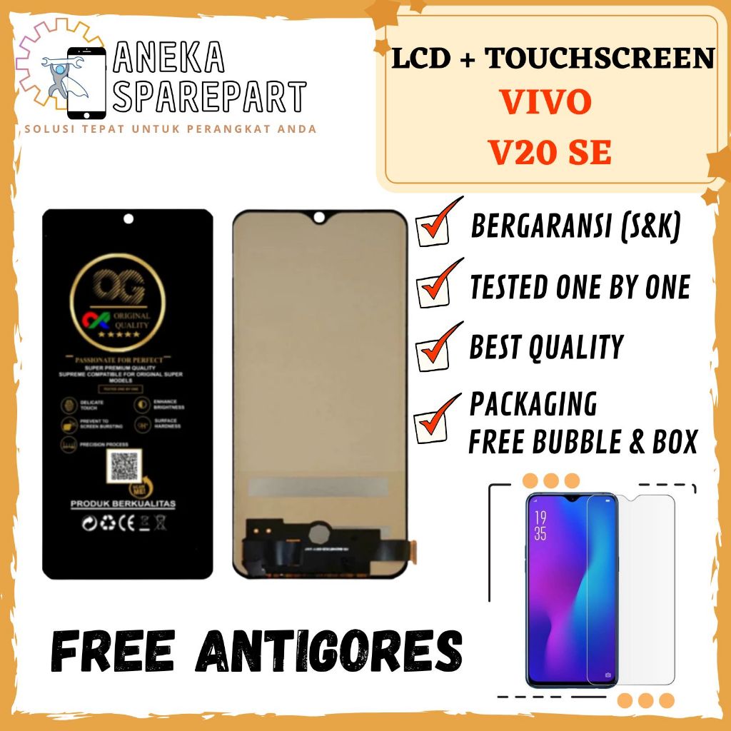 Jual LCD + TOUCHSCREEN VIVO V20 SE BLACK FULLSET | Shopee Indonesia