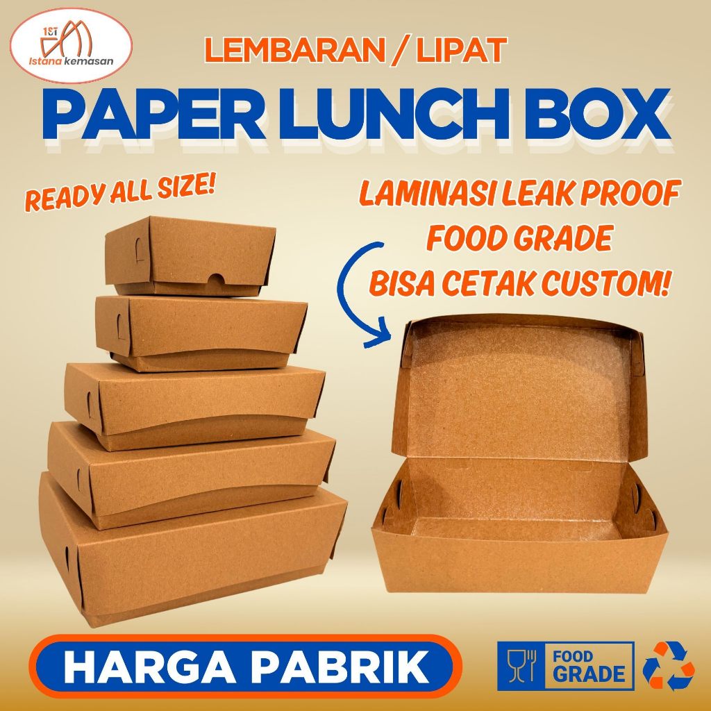 Jual Paper lunch box kraft laminasi ukuran Small medium large | Shopee ...