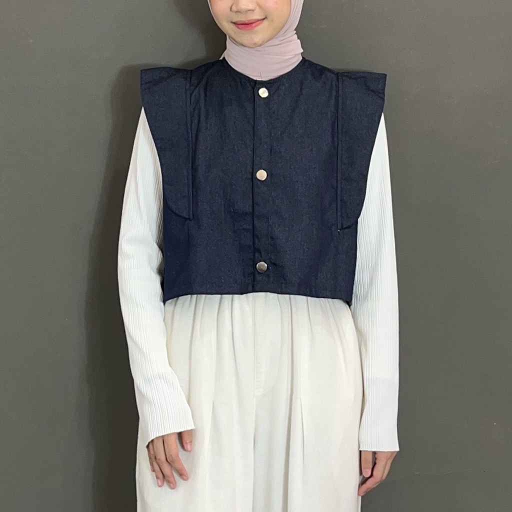 Jual ByNeeth Emily Crop Vest - Soft Denim Vest - Vest Basic - Outer ...