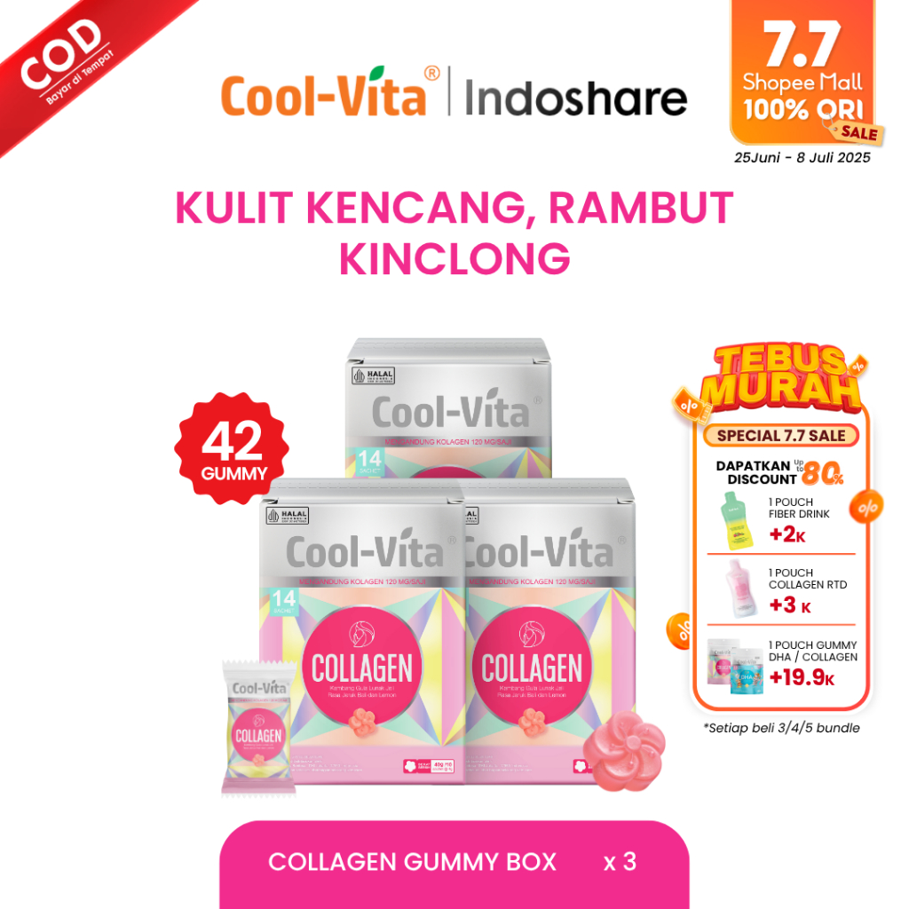 Jual Coolvita 3 Box Collagen Gummy Rasa Jeruk Bali dan Lemon | Gummy Sehat Penuh Manfaat ...