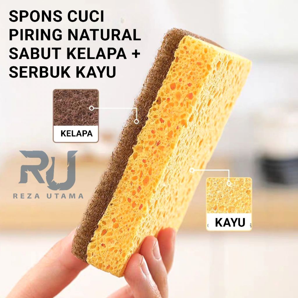 Jual spons cuci piring alami selulosa coconut Wood pulp | Shopee Indonesia
