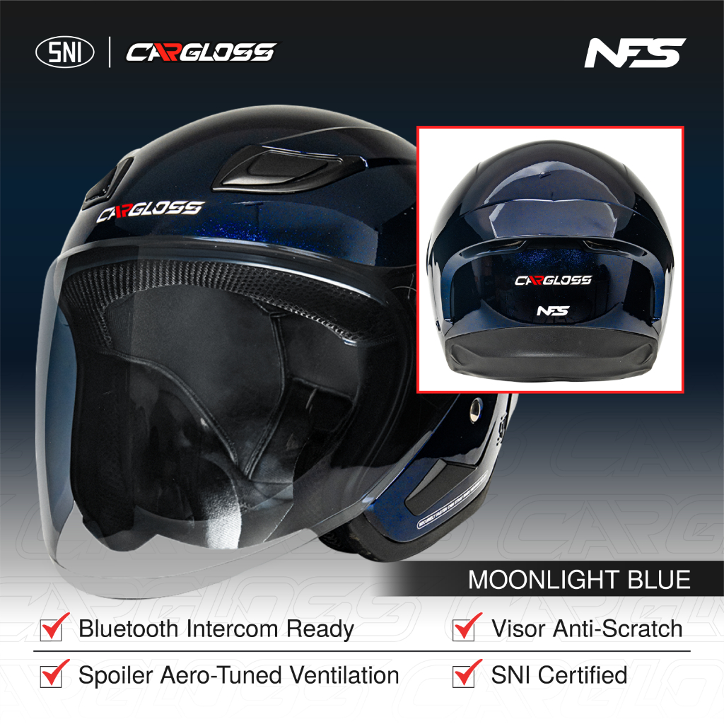 Jual Cargloss NFS Helm Half Face Moonlight - Blue | Shopee Indonesia