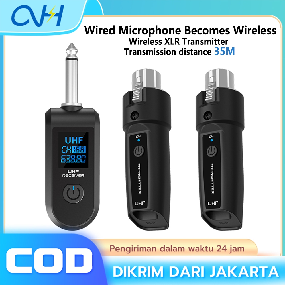 Jual UHF Adapter System Wireless Microphone Transmitter Receiver System ...