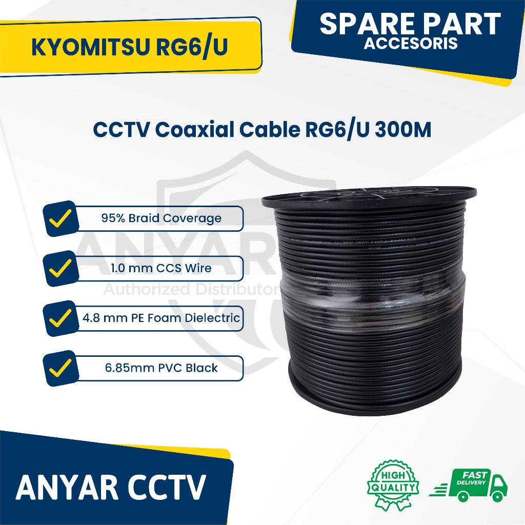 Jual KABEL CCTV COAXIAL RG6 TUNGGAL KYOMITSU 300M BAGUS | Shopee Indonesia