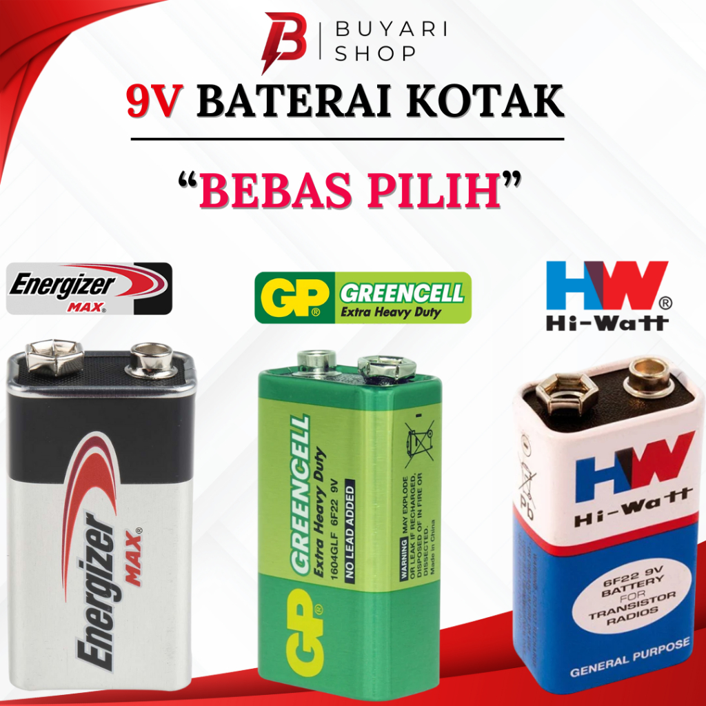 Jual Baterai Kotak 9V BERBAGAI MERK Batre Mic Microphone 9V 9 Volt GP ...