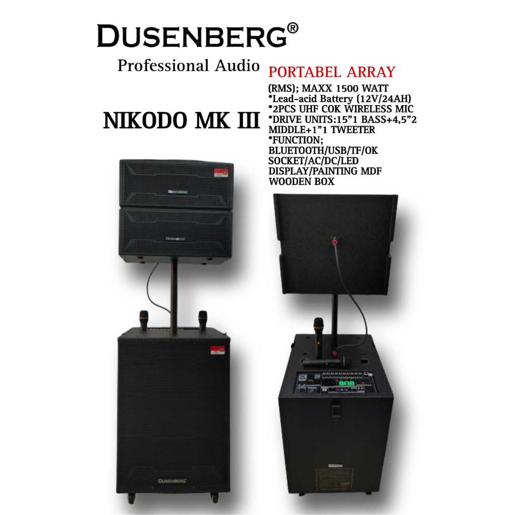 Jual SPEAKER PORTABLE AKTIF LINE ARRAY SYSTEM SPEAKER DUSENBERG NIKODO MK III 1500 WATT USB ...
