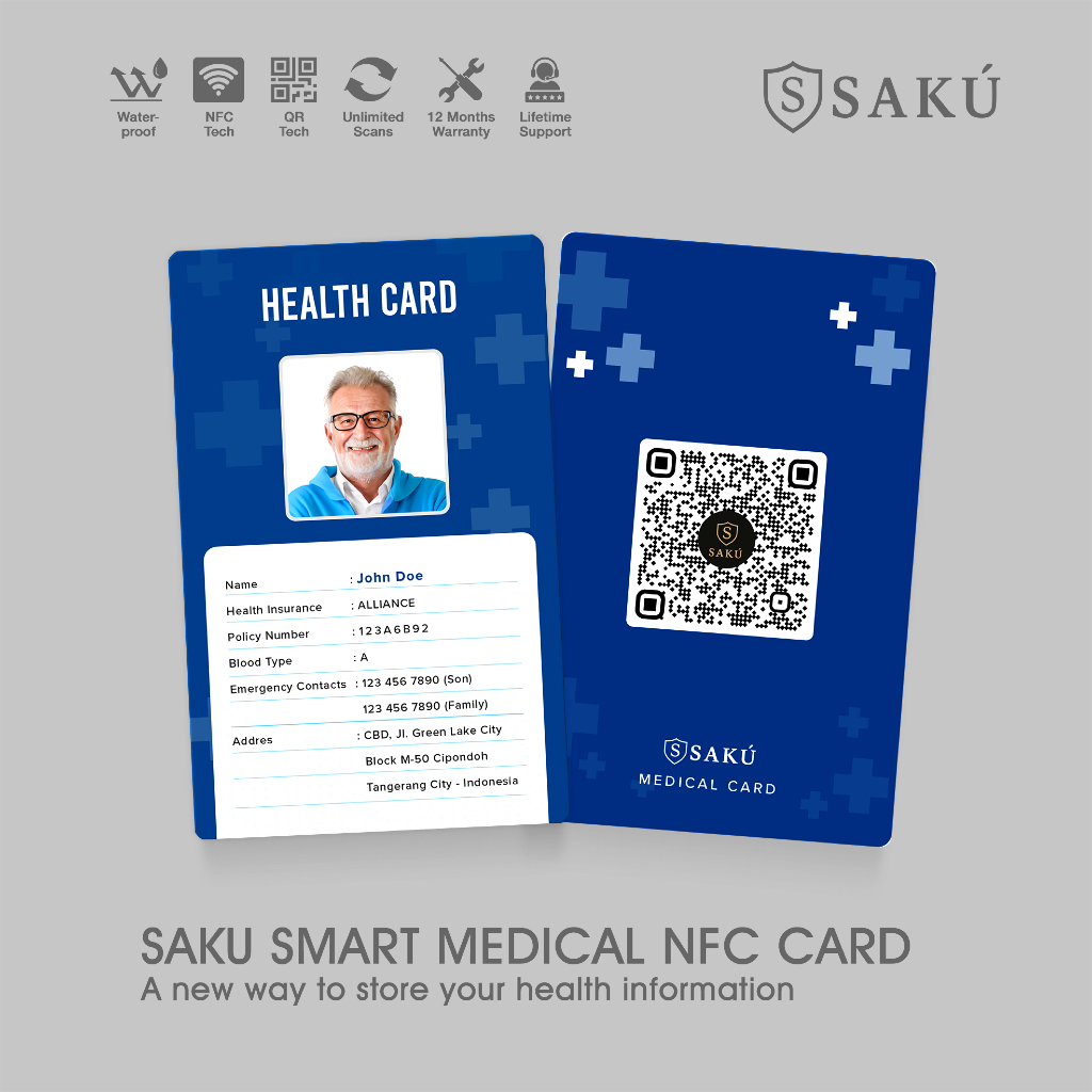Jual SAKU Smart Medical Health Card NFC ID Card Kartu ID Kesehatan ...