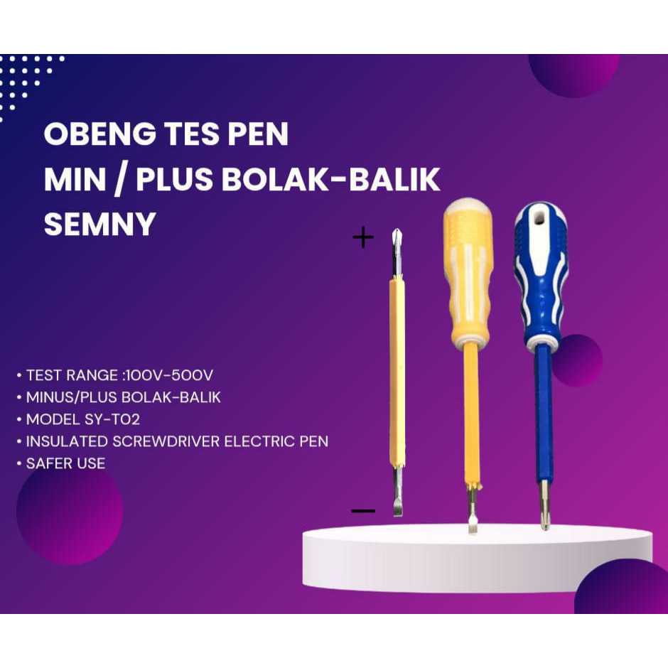 Jual Obeng Tespen Listrik Semny Obeng Bolak Balik Plus Minus 100V ...