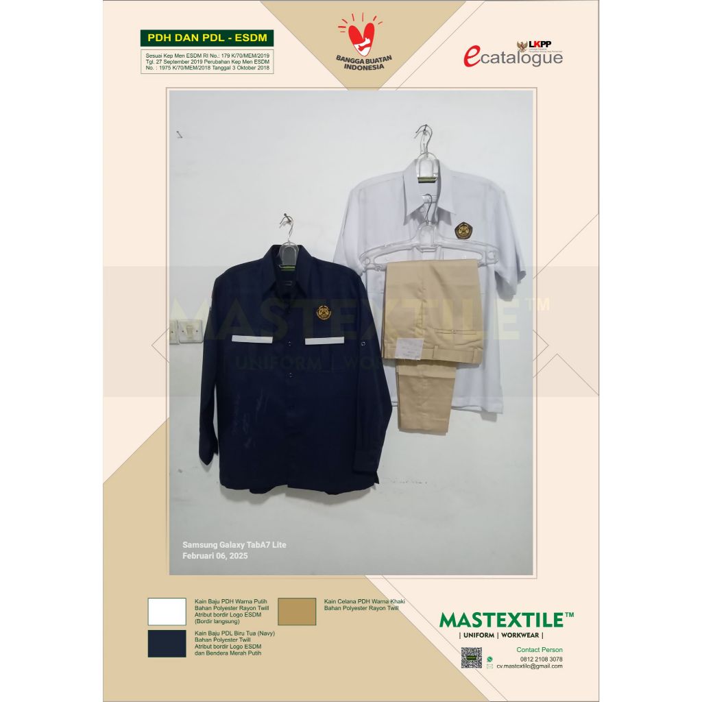 Jual Pakaian Dinas Kementerian ESDM - PDH Putih dan PDL Biru Navy ...