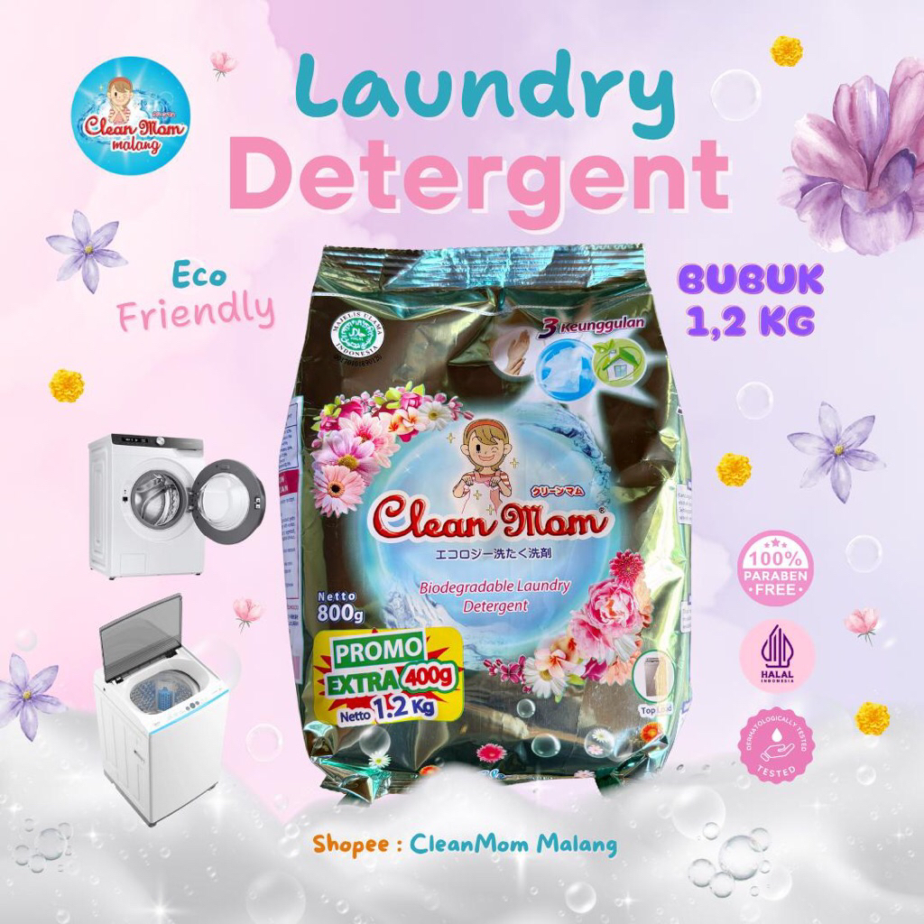Jual Clean Mom Detergent Bubuk 1,2kg - Top Load/Bukaan Atas (READY ...