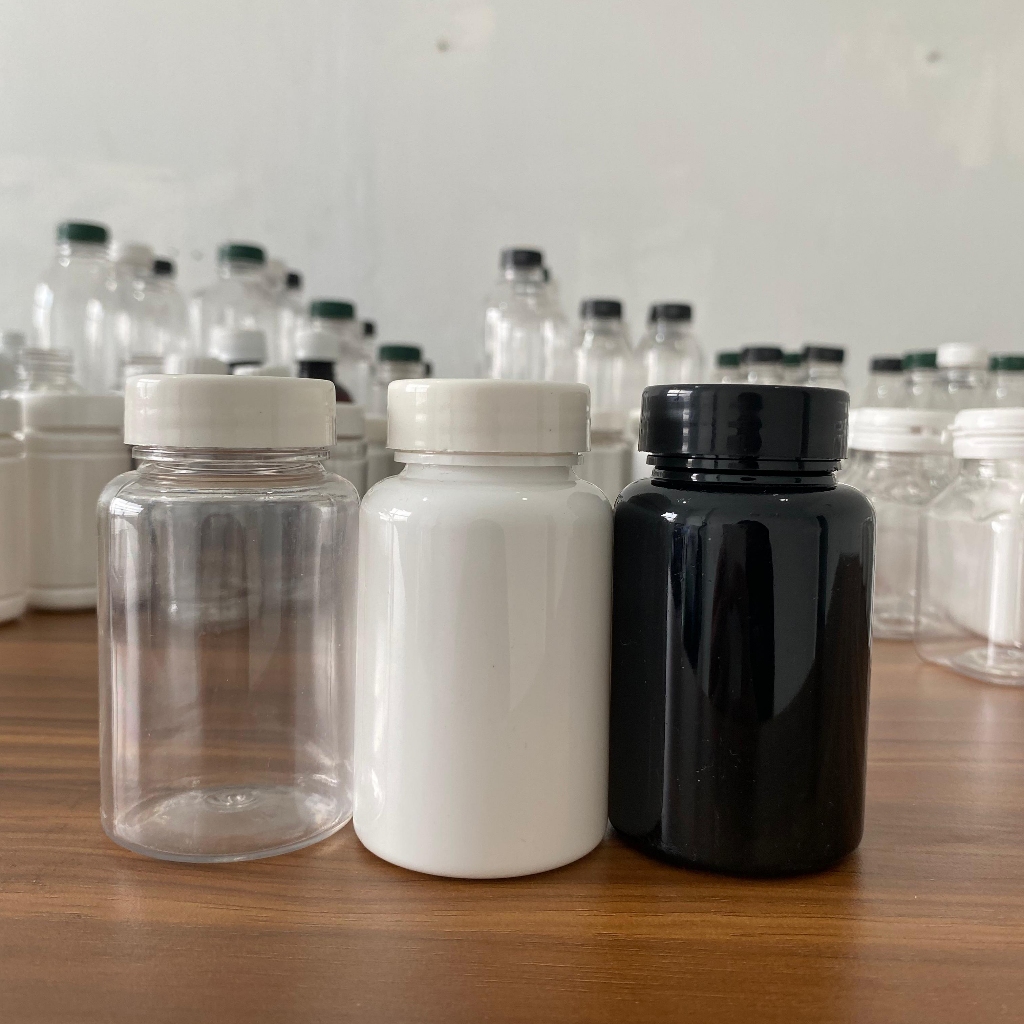 Jual Botol Kapsul Putih Hitam 135ml PET Tebal Glossy / Botol Obat ...