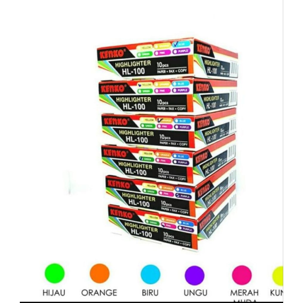Jual KENKO Highlighter Stabilo Penanda Berwarna HL-100 Biru / Hijau ...
