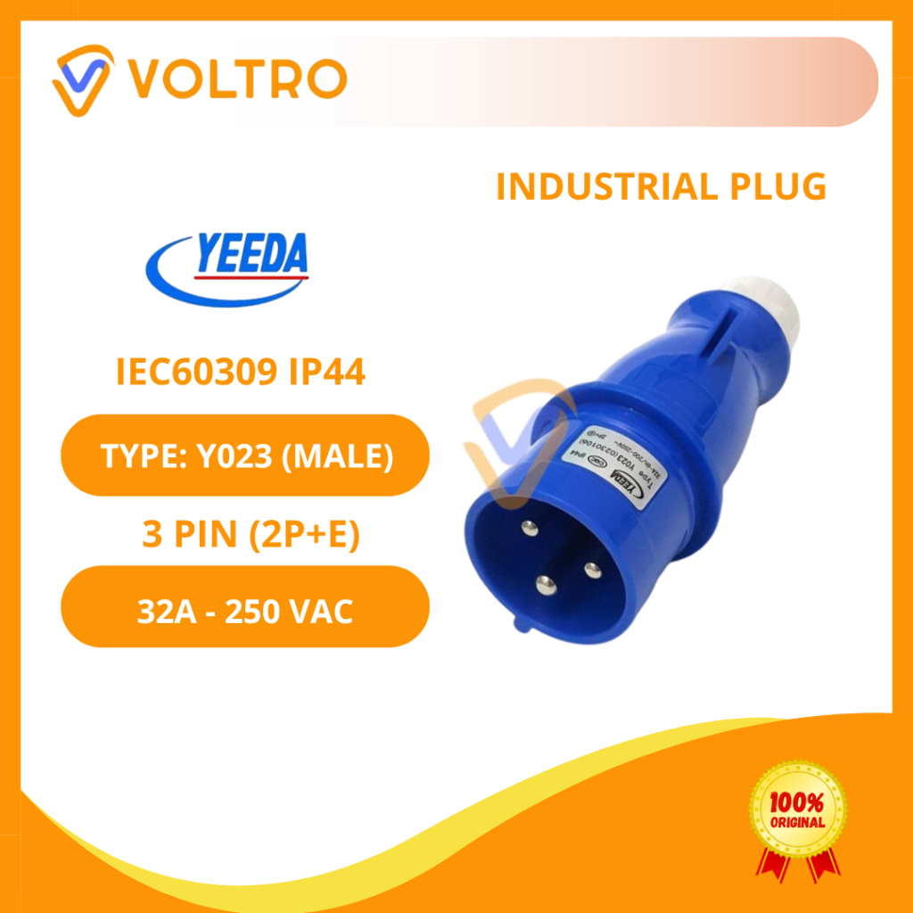 Jual Konektor Industrial Mobile Plug Yeeda 32A 3 Pin 2P+E 1 Phase Stop ...