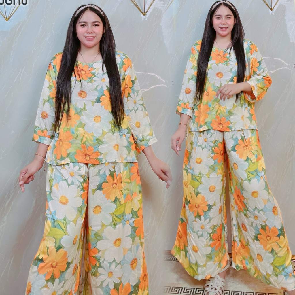 Jual SETELAN KULOT GEMMA SET wanita bahan rayon Motif adem celana kulot ...