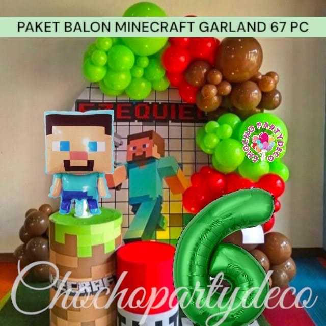 Jual Paket Balon MINECRAFT GARLAND 67 PC / Dekorasi Ulang Tahun ...