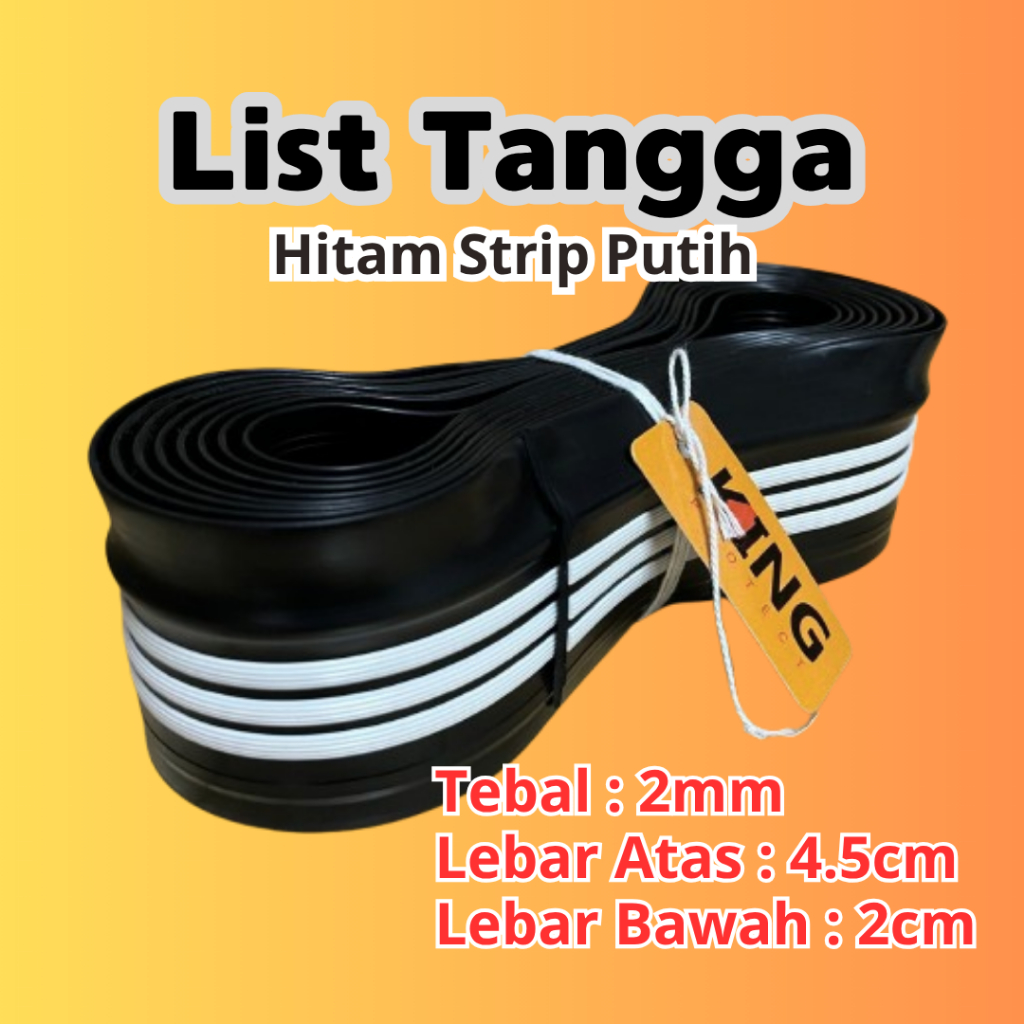 Jual List Tangga Hitam Strip Putih Panjang 4 Meter Tebal 2mm Lebar Atas ...