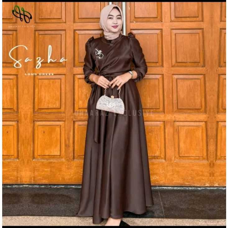 Jual COD Sazha dress satin velvet premium // Dress Pesta Wanita Jumbo S ...