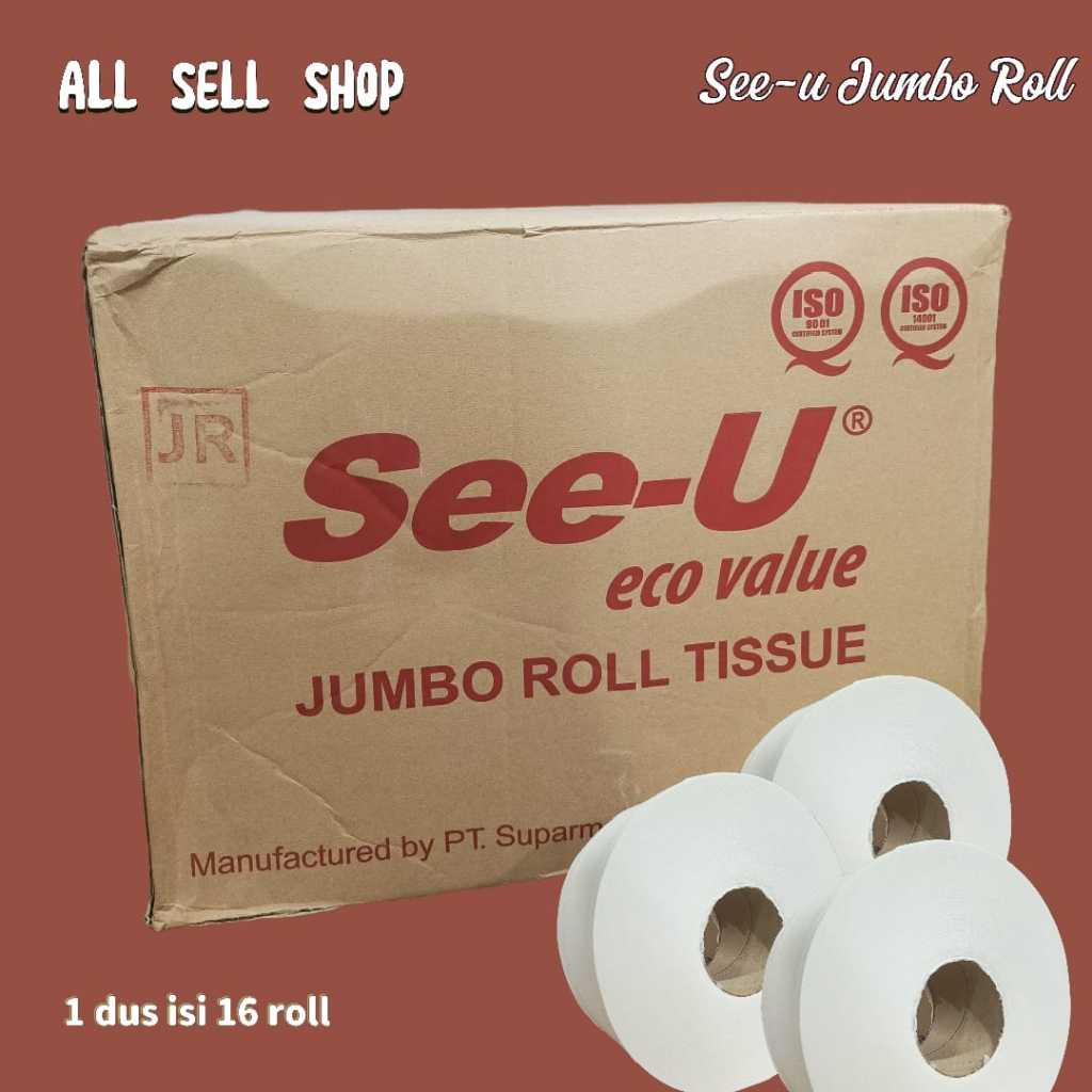 Jual 1 Dus Tisu Tissue TOILET Jumbo Roll SEE-U SEEU 1200 Sheets 2 Ply ...
