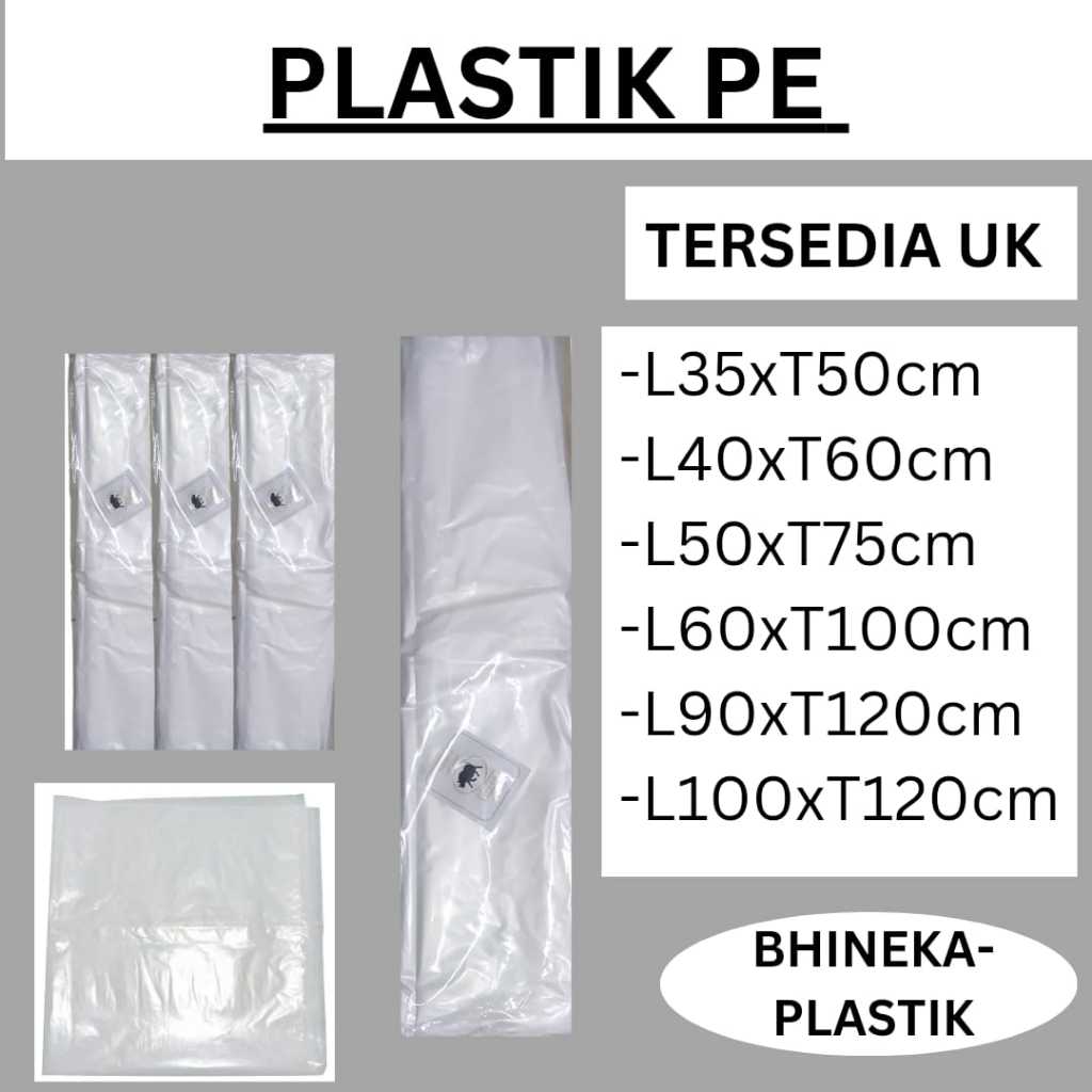 Jual Kantong Plastik PE Bening (40 / 55 / 80 Micron) Uk 35x50 / 40x60 / 50x75 / 60x100 / 90x120 ...