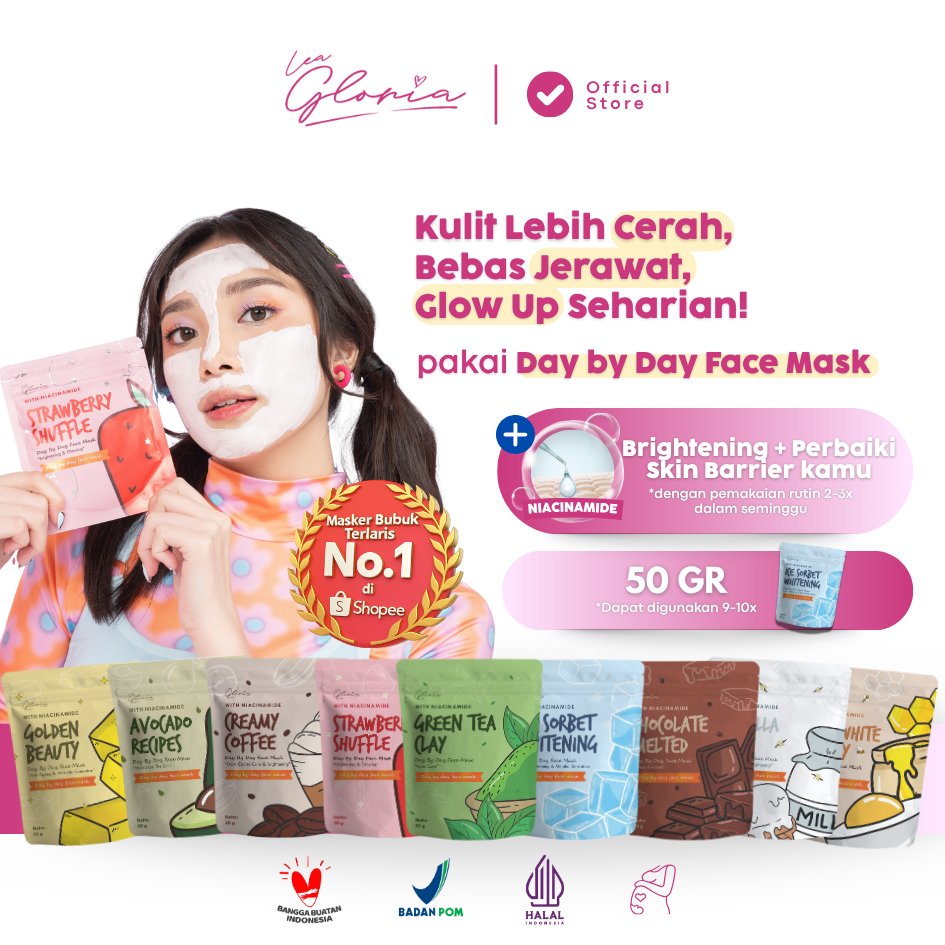 Jual Lea Gloria - Day by Day Face Mask - Masker Bubuk - Masker Viral Size 50 GR - Mencerahkan ...