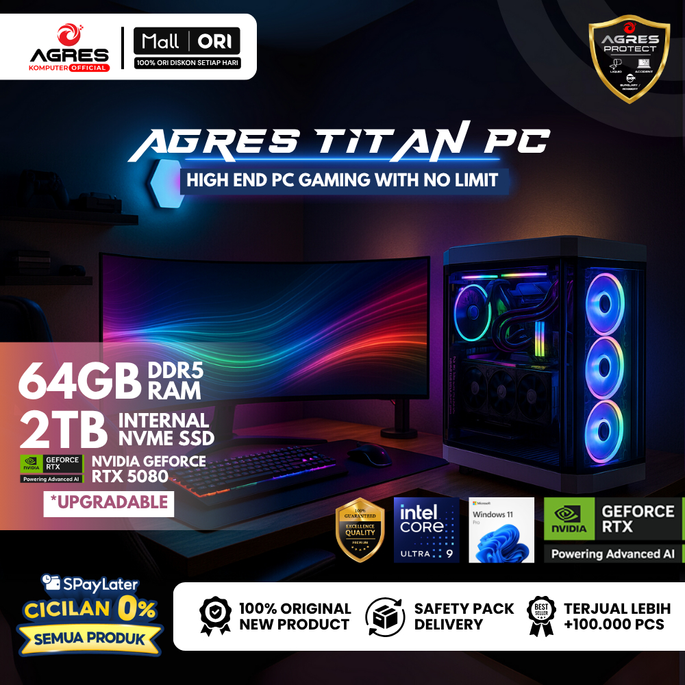 Jual AGRES TITAN PC ULTRA 9 285K RTX 5080 16GB/ RAM 64GB 2TB WINDOWS 11 ...