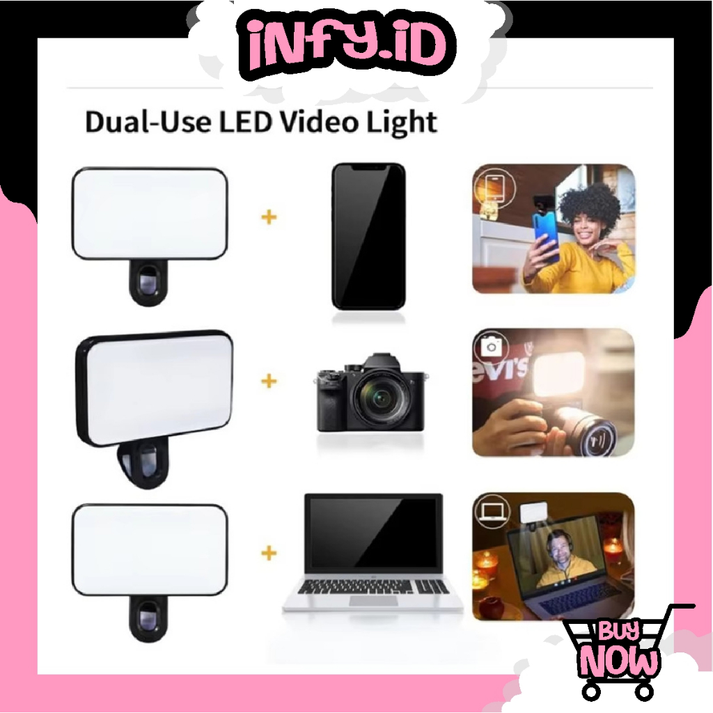 Jual INFY - Lighting konten 3 warna Portable LED Light Selfie dan ...