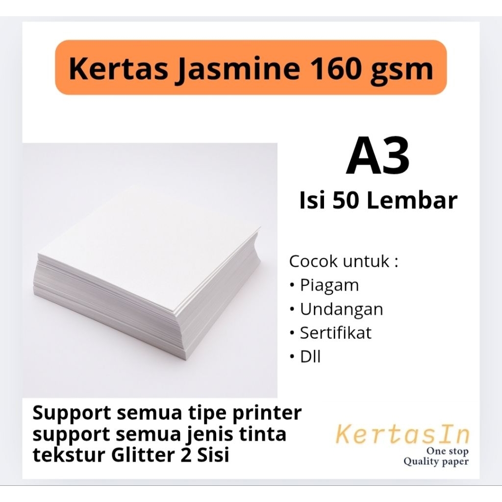 Jual Kertas Jasmine Fancy Paper 160gsm A3 Isi 50 Lembar – Kertas Mewah Untuk Undangan Sertifikat ...