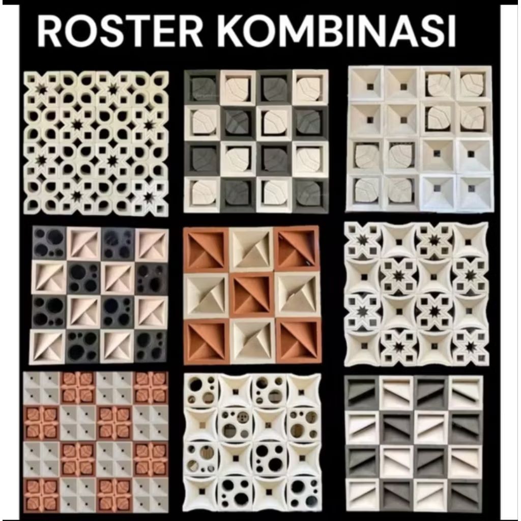 Jual ROSTER BETON kombinasi (20x20)roster beton minimalis, loster beton ...