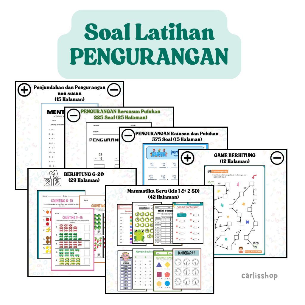 Jual Soal Latihan Matematika Pengurangan Lembar Kerja Pengurangan ...