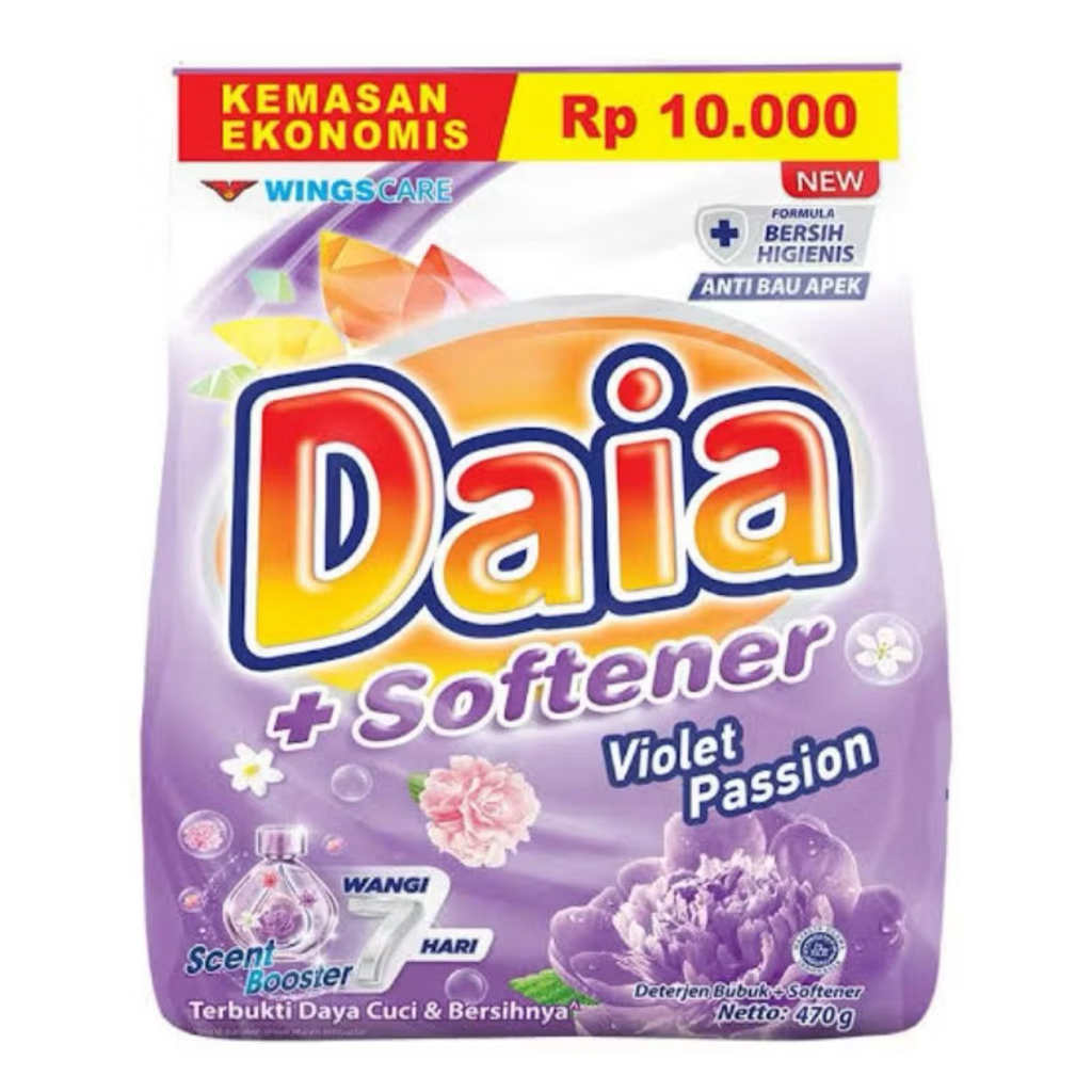 Jual daia + softerner violet passion 470gr / detergen bubuk Daia 470gr ...