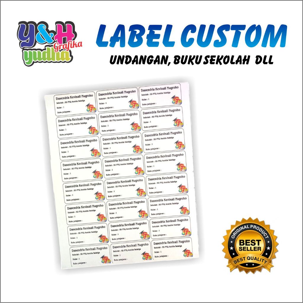 Jual Cetak Label Undangan / Sticker Label Book Name / Label Custom A4 ...
