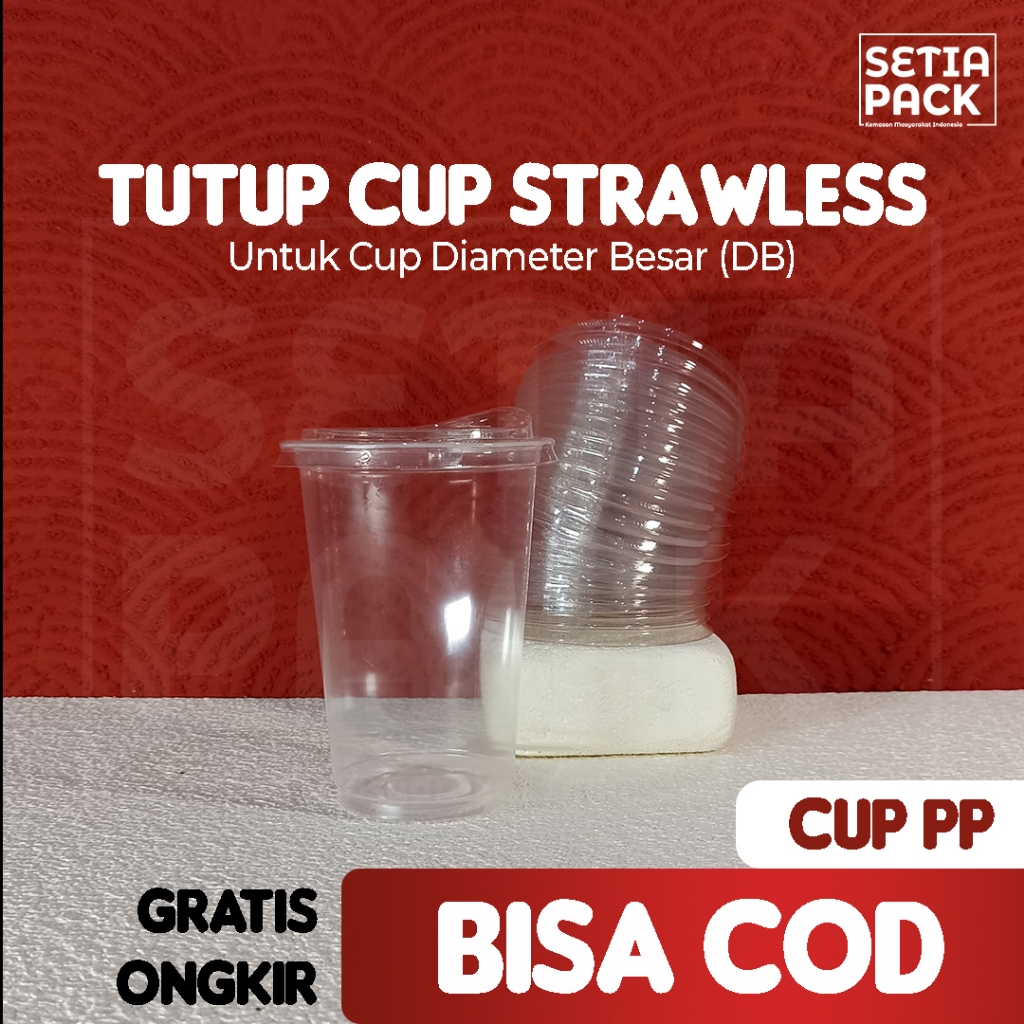 Jual Tutup Cup Gelas Plastik Lid Strawless Sippy Per Pack 50pcs ...