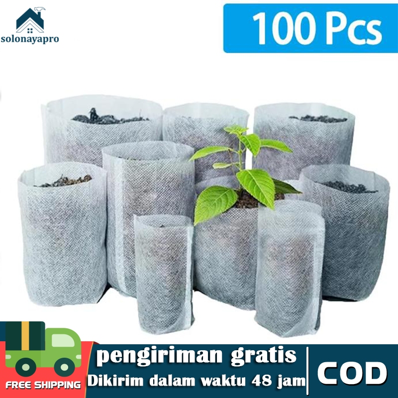 Jual 100PCS Pot Biodegradable Polybag Semai Non Woven Nursery Pot Benih ...