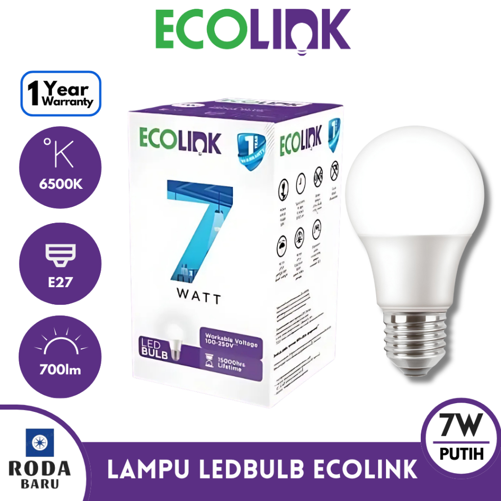 Jual Lampu Ecolink LED Bulb 7W 7 Watt (3000K/6500K) | Shopee Indonesia